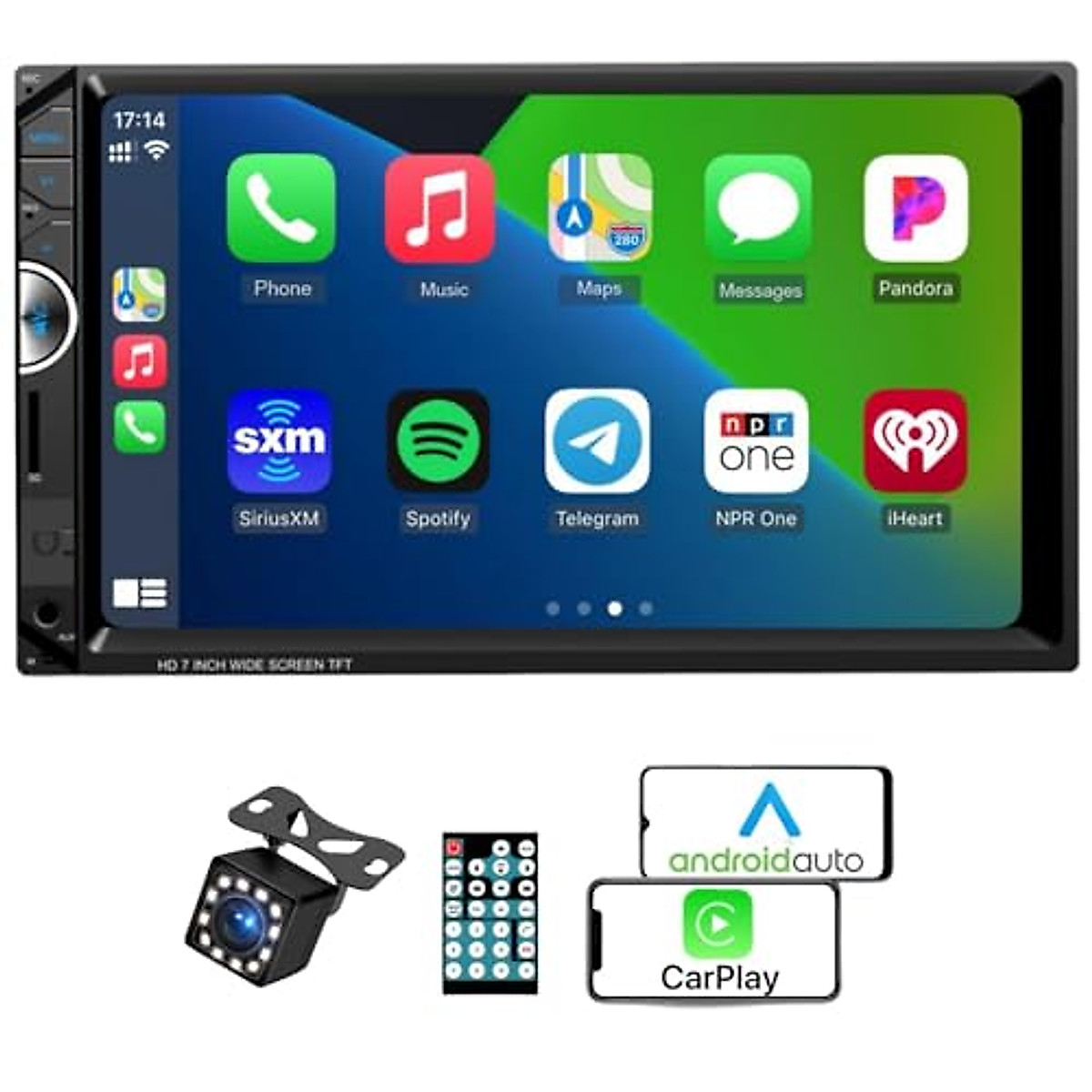 Double Din Car Stereo Apple Carplay 7 inch Car Radio with HD Touch Screen Car Receiver Compatible Android Auto Bluetooth with Backup Camera Mirror Link USB/SD/AUX