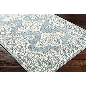 Hauteloom Passaic Wool Living Room, Bedroom Area Rug - Bohemian/Global - Blue, Beige - 8' x 10'