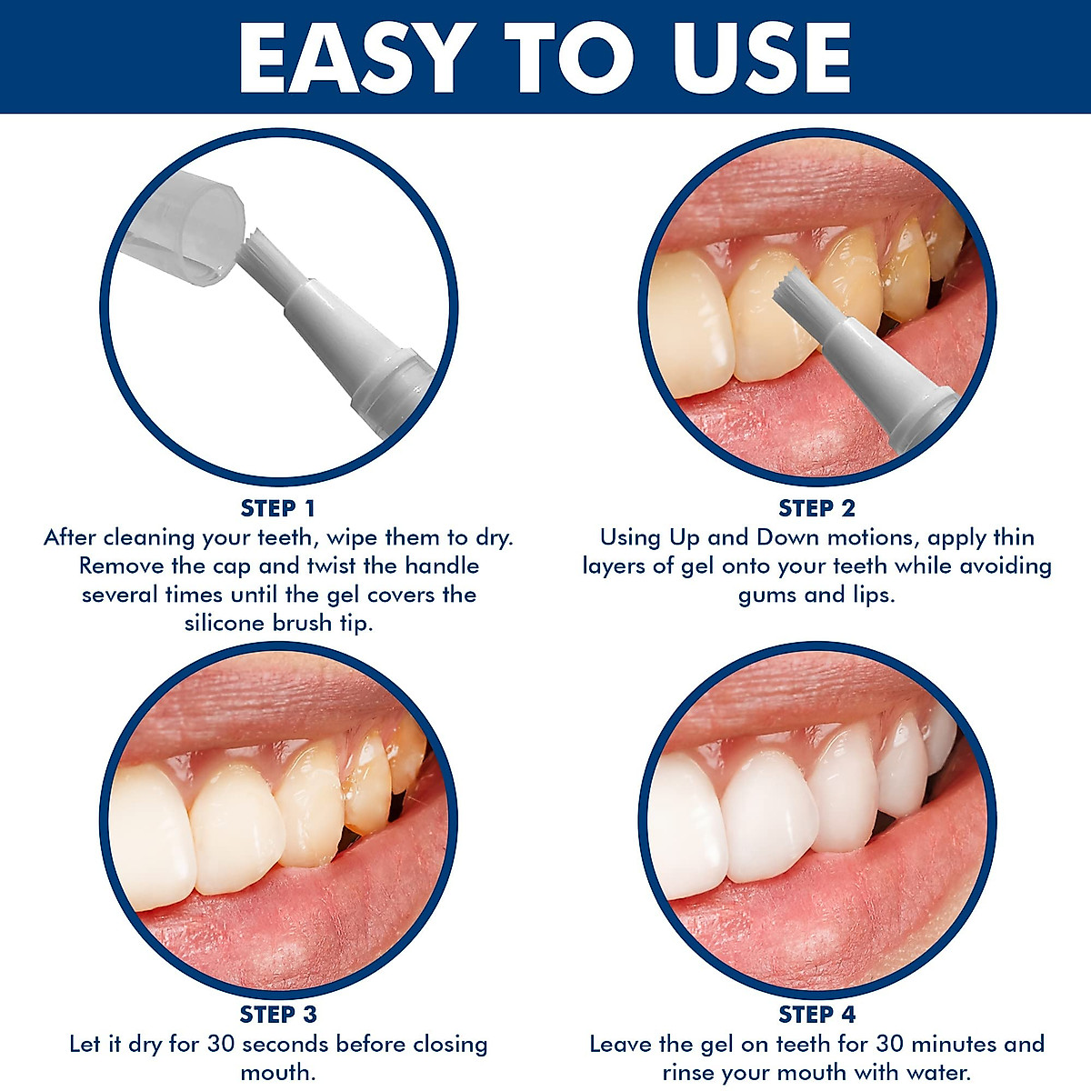 SmileWhite Teeth Whitening Pen (4 Pens), Teeth Whitening Gel Pen, Teeth Whitening Kit, Effective, Painless, Non Sensitive, Travel Friendly, Natural White Smile, Natural Mint Flavor