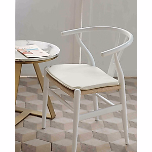 VODUR Wishbone Chair Cushion, Quality PU and Soft Foam Chair Seat Cushion, Seat Cushions/Pads for Hans Wegner Y Chair (White)