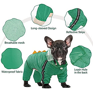 Clear Small Dog Raincoat Jacket Hooded with Reflective Strip, Waterproof Pet Raincoat Slicker Hoodie for Dog with Leash Hole, Lightweight Breathable Pet Rain Poncho Cartoon for Small Dogs Puppies