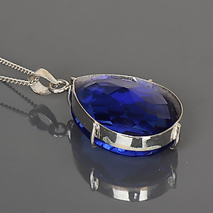 GEMHUB 80.00 Ct. Stunning Blue Topaz Oval Cut Gemstone Pendant Without Chain, Handmade Sterling Silver