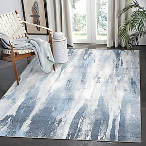 INGEROOM Washable Area Rug - Area Rugs 5x7 Abstract Soft Machine Washable Rug with Non-Slip Backing for Living Room, Bedroom, Dining Room (Gray and Blue, 5'x7' Feet)