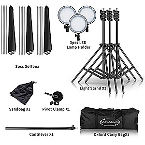 ShowMaven 45W Dimmable LED Light with Double Color Temperature Continuous Lighting Studio Kit,3 Packs 20x28 Inches Studio Softbox, for Photo Studio Portrait, Video Shooting