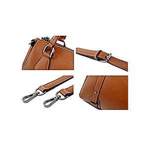 GJGJTER Women Vintage Shoulder Bag Satchel Genuine Leather Handbag Crossbody Bags-Red