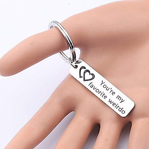 BNQL You're My Favourite Weirdo Keychain Funny Valentines Keychain Gift for Him or Her