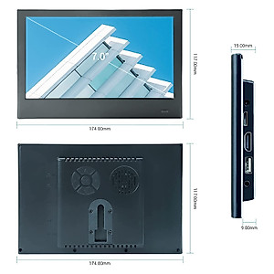 ELECROW Small Monitor 7 Inch Mini Monitor LCD Screen 1024x600 Compatible with PC Laptop CCTV Gaming Console