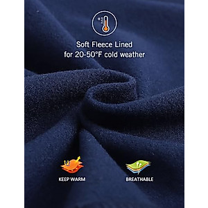 BALEAF Men's Fleece Lined Pants Winter Athletic Workout Hiking Track Thermal Warm Open Bottom Sweatpants with Zipper Pockets Blue 2XL