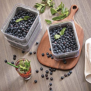 iDesign Recycled Plastic Crisp Produce Storage Containers with Lid and Colander Basket Designed to Keep Food Fresh Longer, 8.32” x 6.32” x 3.76”, Clear/Gray