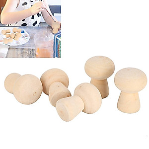 20pcs Wooden Peg Doll Unfinished Mushroom Head Shape Doll Wooden Mushroom Figures People Wooden Figures for Kids Art and Craft