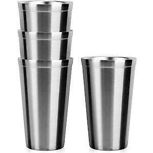 KXCFCYS Stainless Steel Cups 16oz, 4 Pack Stainless Steel Tumbler Stackable Double Wall Vacuum Insulated Metal Drinking Glasses