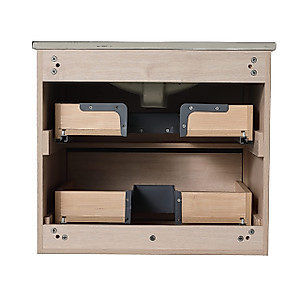 SmartEdge 24 Inch Bathroom Vanity, Modern White Floating Vanity, Wood Wall Mounted Bathroom Vanity 2 Drawers Storage Cabinet Ceramic Vessel Countertop Bath Vanity with Sink