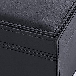 BEWISHOME Earring Organizer Holder for Cufflinks, Rings, Pendants, Chain - 50 Slots Case, 6 Necklace Hook, 2 Stackable Trays - Elegant Jewelry Storage Box for Girls Women, Black Faux Leather SSH11B