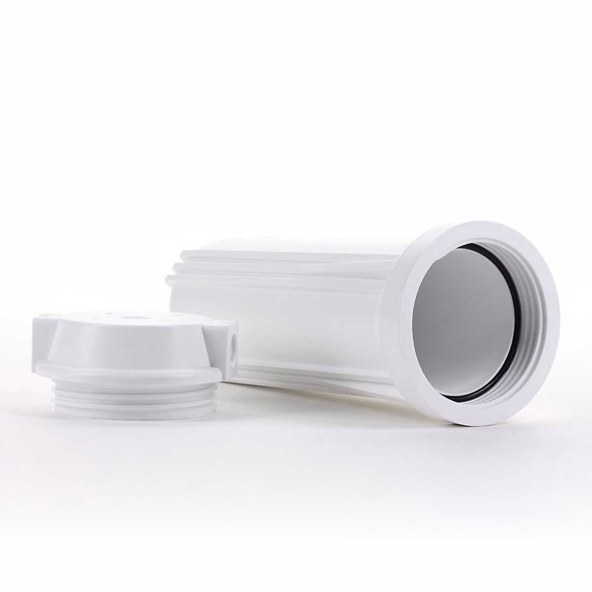 Hydronix HF2-10WHWH14, 10" White Housing with White Flat Cap For RO & Filtration Systems, 1/4" Ports