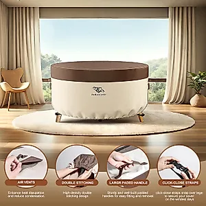 Zadst Cycle 62" Dia Table Cover Waterproof, Patio Furniture Round Table Covers, 600D Heavy Duty Round Table Cover for Anti-UV, Rip Resistant, Water Resistant, Small, Brown