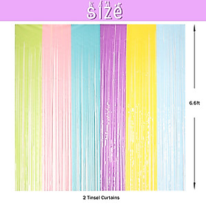 Unicorn 4th Birthday Party Decorations for Girls, Hombae 4th Birthday Party Supplies Kit, Rainbow Birthday Banner Balloons Garland, No.4 Foil Balloon, Macaron Tinsel Curtains