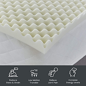 Nutan,1-inch Convoluted Egg Shell Breathable Foam Topper,Adds Comfort to Mattress, King, White
