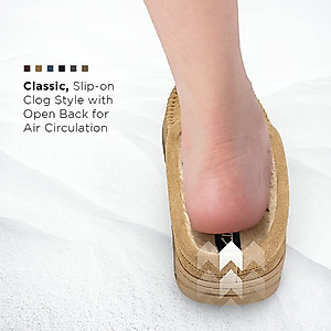 Clarks Men's Open Back Suede Sherpa Lined Clog Slippers, JMH2062 - Indoor/Outdoor Slip-Ons - Comfy & Durable Slides with Soft Plush Lining Cushioned Footbed & Gripped Rubber Outsoles (11 M US,Black)