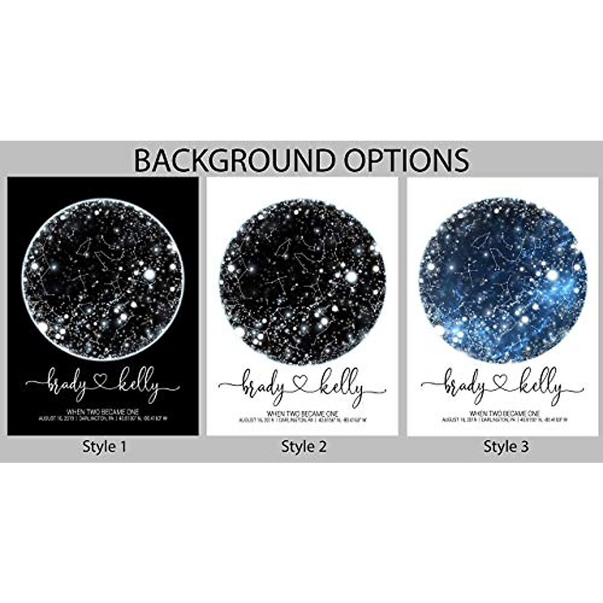 Custom Star Map - Personalized Constellation Map (Print, Multiple Sizes, Night Sky by date Wall Art, Unique Gift - Special Occasion, Wedding Gift, Anniversary Gift, Valentines Day Gift)