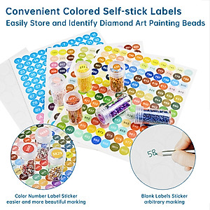 Mlife Diamond Art Painting Storage Containers, 1 Pack 24 Jars Diamond Art Storage Containers with Label, Diamond Art Accessories Organizers for Jewelry Beads,Diamond Dots,Small Gem, Diamond Storage