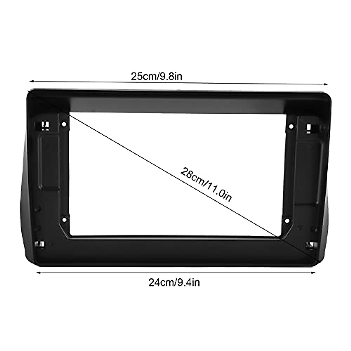 Double DIN Installation Dash Kit, Fydun 11 inch Black ABS 2 Din Stereo Radio Fascia Panel Navigation Fascia Car Stereo Frame for Wish 2009‑2012