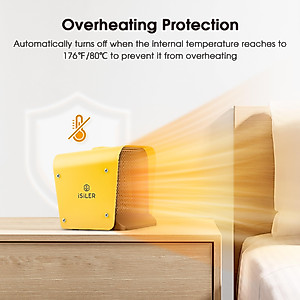 ISILER Space Heater, 1500W Portable Ceramic Space Heater with Adjustable Thermostat Tip-Over Overheat Protection ETL Certified for Home Office Garage