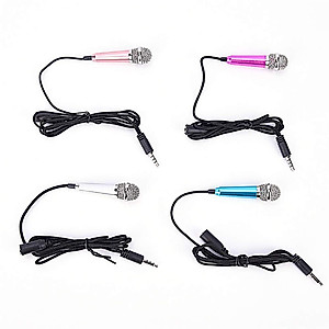 bjduck99 3.5mm Universal Wire Connect Karaoke Metallic Mini Microphone for Cell Phone PC - Silver