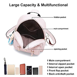 Barsine Girl Mini Backpack Set Cute Leather Small Backpack for Teen Girls Bookbag Purse, Pink