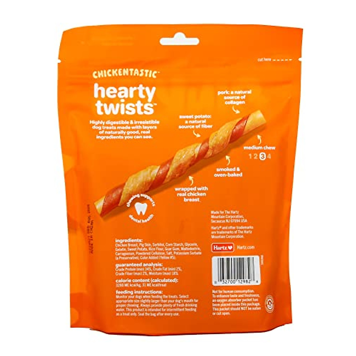 Hartz Oinkies Chickentastic Hearty Twists Dog Treats with Real Chicken Breast, Sweet Potato, and Smoked Pork, Long-Lasting Yet Highly Digestible, 24 Count