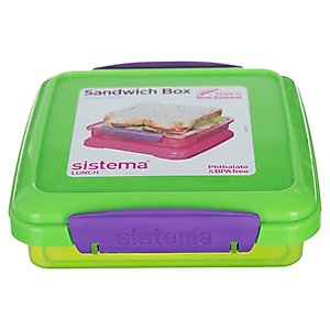 Sistema Lunch Sandwich Box-15.2 oz / 450 ml, 15.5 x 15 x 4.3 cm, Assorted Colors