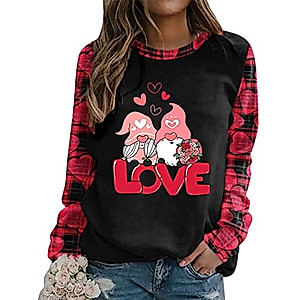 Winnerlion Valentine's Day Sweatshirts for Women Dwarf Print Casual Sweatshirt Long Sleeve Crewneck Shirt Pullover Tops (Pink, XL)