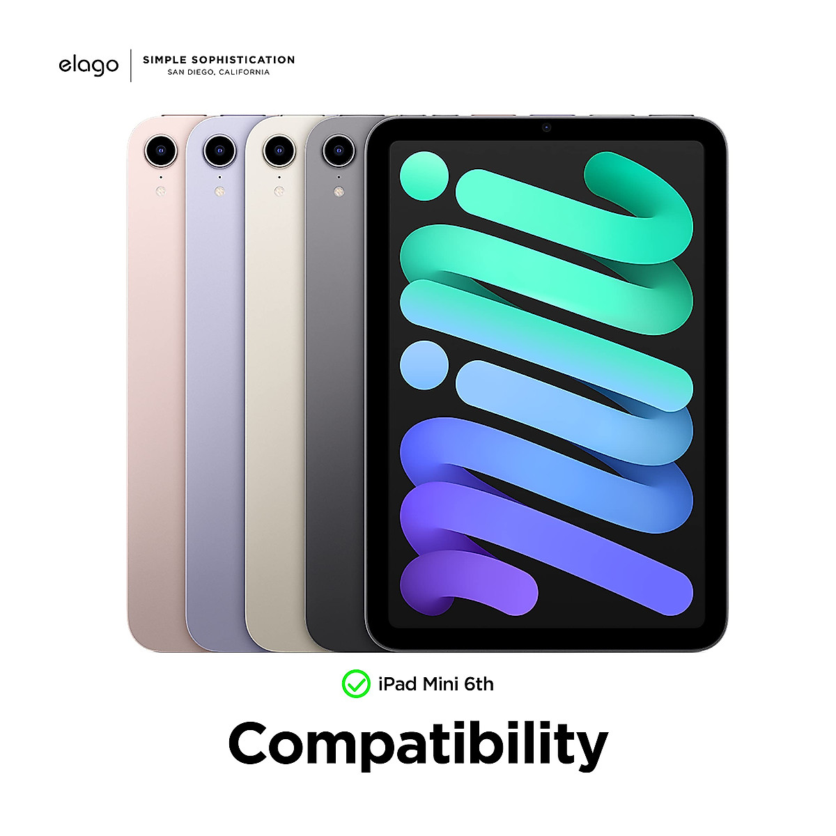 elago Smart Folio Case Compatible with iPad Mini 8.3 inch 6th Generation 2021, Protective Smart Cover Case, Compatible with Apple Pencil and elago’s Pencil case, Slim Design, Auto Wake/Sleep - Black