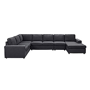 Lilola Home Tifton Modular Sectional Sofa with Reversible Chaise in Dark Gray Linen