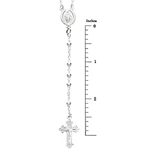Ritastephens Italian Sterling Silver 3mm Rosary Bead Virgin Mary Cross Necklace, 24"