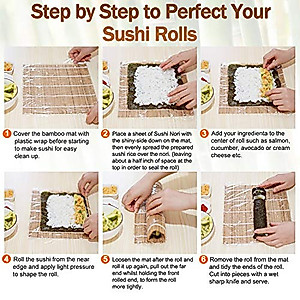 9PCS Premium Sushi Making Kit, Thicken Bamboo Sushi Mat, Including 2 Sushi Roller, 5 Pairs of Reusable Chopsticks, 1 Paddle, 1 Spreader, Sushi Maker Kit Set Ideal for Beginners by GOSGOONE
