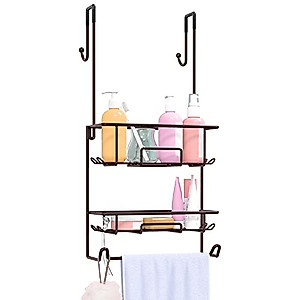 TreeLen Shower Caddy over the Door Rustproof Hanging Shower Organizer with 12 Hooks Shampoo Towel Holder for Bathroom Storage Shelf Rack -Bronze …