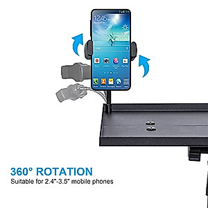 Tanenuos Projector Stand Tripod from 23.5" to 46.5" Adjustable Height, Laptop Tripod Stand with Gooseneck Phone Holder, Laptop Floor Stand for Office, Home, Stage, Studio, DJ Racks Holder Mount