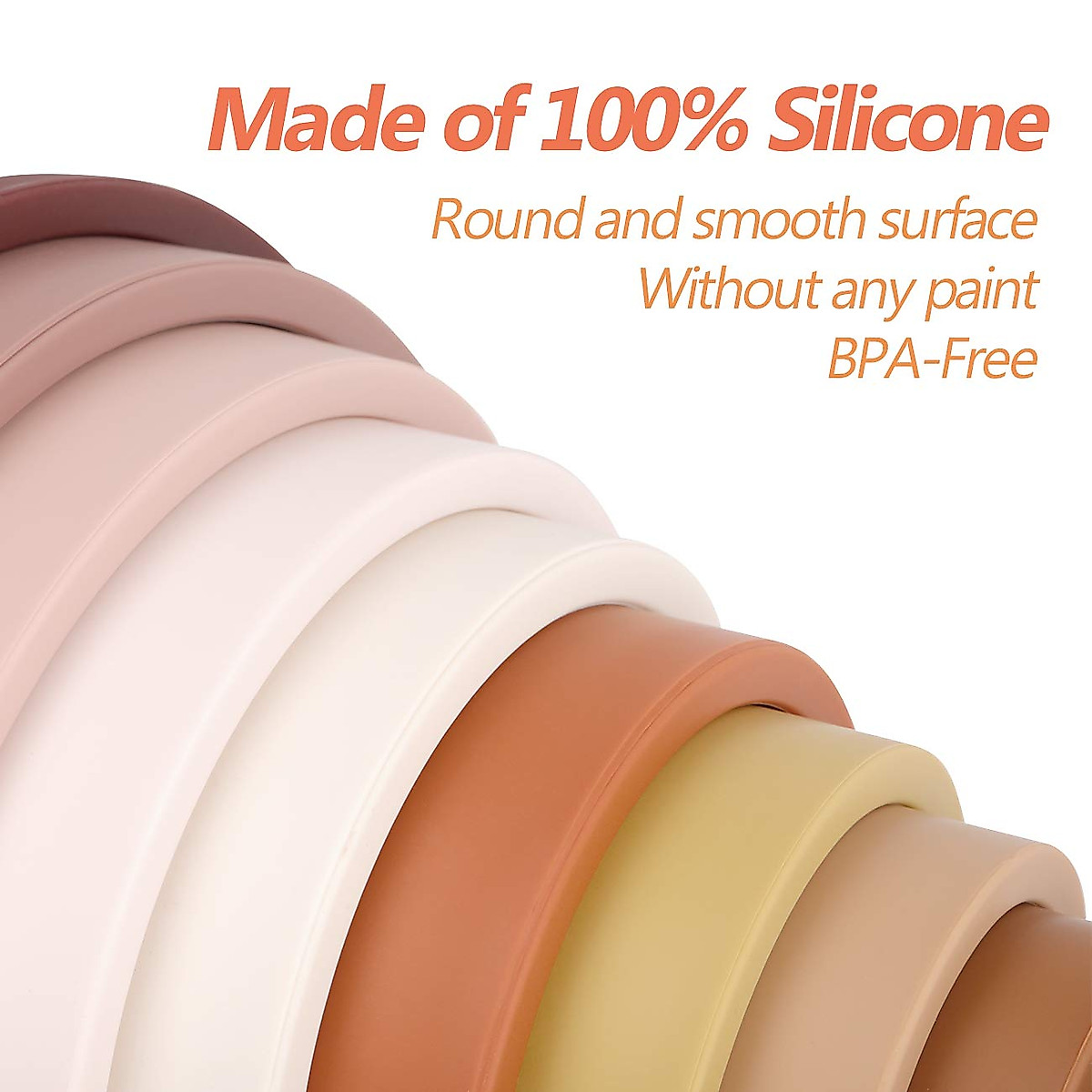 BESSENTIALS Silicone Stacking Rainbow, Silicone Baby Stacking Toys, Preschool Toys Boho Baby Toys, Stacking Toy & Teething Toys, 10 Pacs Baby Toys,Rainbow Stacker for Kids and Babies.BPA-Free.