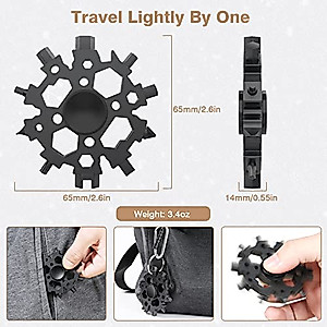 23-in-1 Snowflake Multitool, Roylvan Stainless Steel Snowflake Multi Tool Gadgets Flat Cross Screwdriver Kit Portable Outdoor Camping Bottle Opener Wrench with 2pcs Carabiners, Black