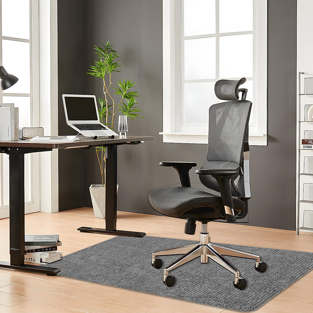 Office Chair Mat,Hard Floors Desk Chair Mat Under Desk Low-Pile Rug,Office Gaming Rolling Floor Mat,Multi-Purpose Floor Protector Rug for Hardwood & Tile Floor,Anti-Slip (Dark Grey, 36" X 48")