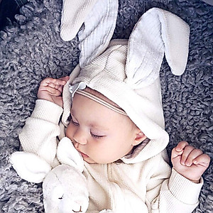 Simplee kids Animal Bunny Baby Easter Clothes Long Ear Rabbit Hoodie Romper with Zipper