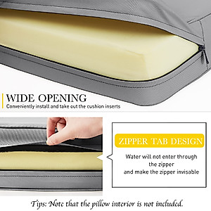 NICETOWN 2 Pack 22 x 20 x 4 inch Patio Chair Cushion Covers for Outdoor Furniture, Fade Safe Long Lasting Patio Furniture Cushion Covers Replacement for Indoor Outdoor with 4 Buckle Straps, Grey