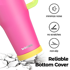 winiwo 40 oz Tumbler with Handle and Straw for Her, Flexible Straw, Insulated Tumbler Cups with Silicone Bottom, Keeps Beverages Cold Up to 24 Hours, Gym/Work/Travel/School/Gift（Ruby Red）