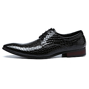 Men's Dress Oxford Shoes Alligator Patent Leather Wedding Prom Formal Black Dress Casual Shoes for Men 11 US