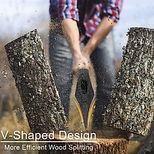 KURUI Wood Splitting Axe and Hatchet Set, 15” Camping Hatchet & 34” Chopping Axe for Cutting and Felling, Long Handle Splitter Axe with Shock-Absorbent Fiber Glass Anti-Slip Handle and Blade Sheath