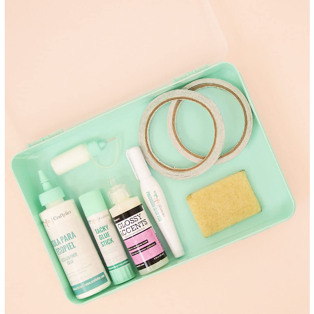 Craftelier - Organiser Box with 1 Compartment for Cardmaking, Scrapbooking and Craft Materials | Dimensions Approx. 26.5 x 17.8 x 4.2 cm (10.4" x 7" x 1.65") - Transparent and Turquoise Colour