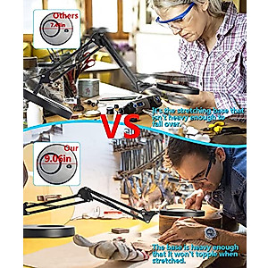 10X Desk Magnifying Glass with Light, NUEYiO 2-in-1 Heavy Duty Base&Clamp Magnifying lamp, 4.1'' Real Glass Len, 3 Color Stepless Dimmable LED Lighted Magnifier Glass for Soldering Crafts Sewing