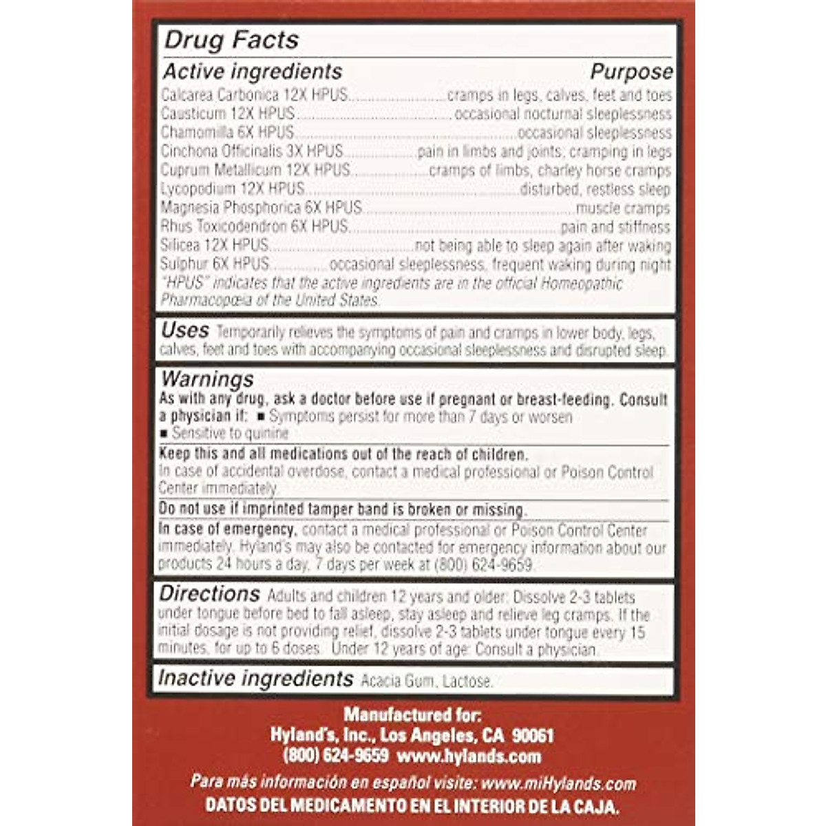 Hyland's Leg Cramps PM Tablets 50 ea 50 Count (Pack of 2)