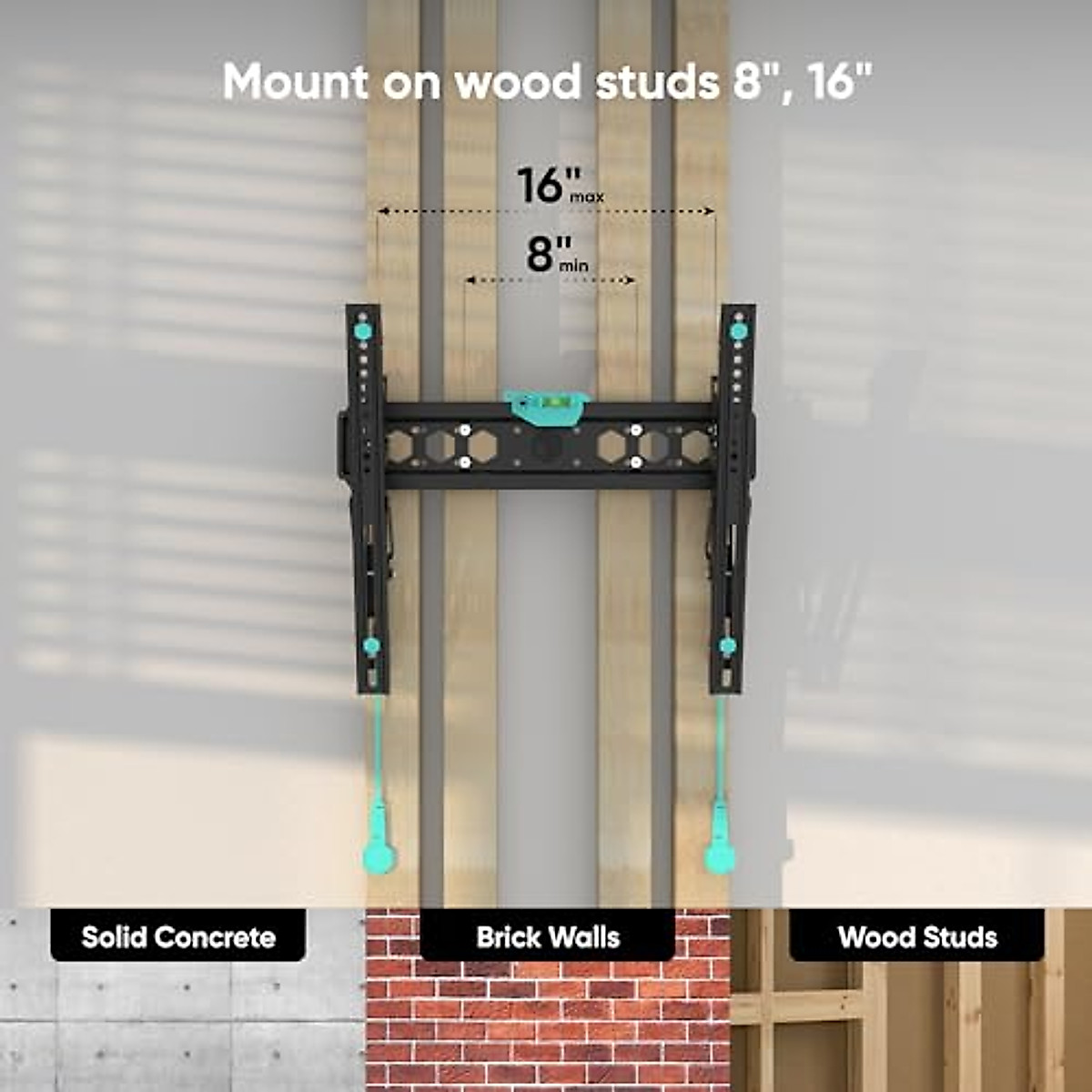 ONKRON Tilting TV Wall Mount for 32-70 Inch TV & Screen, Low Profile TV Wall Mount up to 132 lbs, Slim Fit TV Wall Mount Tilt Down with VESA 75x75-400x400/Universal Wall Mount for TV Black