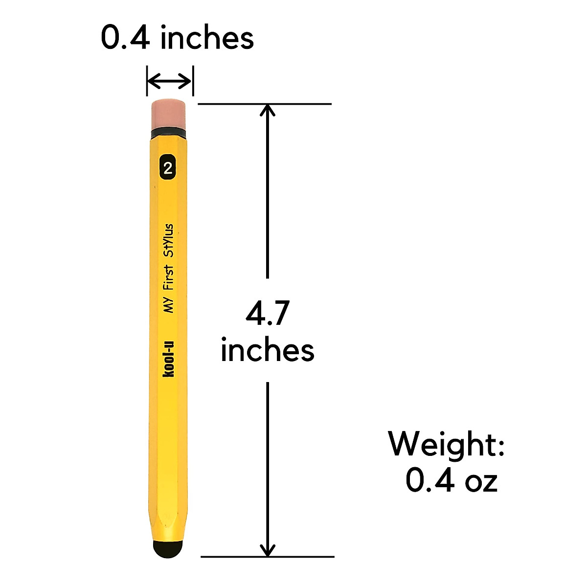 KOOL-U Stylus Pens for Kids, Hexagon Shaped Like a Real Pencil, Compatible with All Touch Screen Devices - Apple IPAD, iPhone, Samsung Galaxy Tab, Amazon Fire - 2 Pack